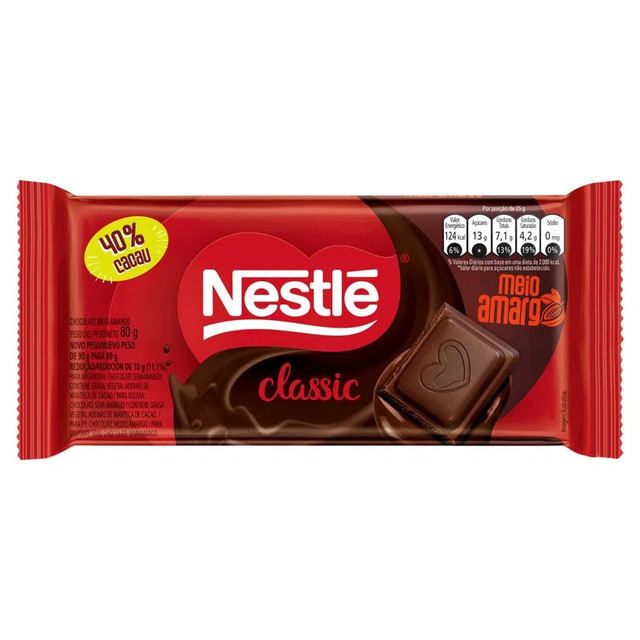 Chocolate Tablete Nestle Classic Meio Amargo - Embalagem 1X80 GR - Real ... Chocolate Tablete Nestle Classic Meio Amargo - Embalagem 1X80 GR - Real ...