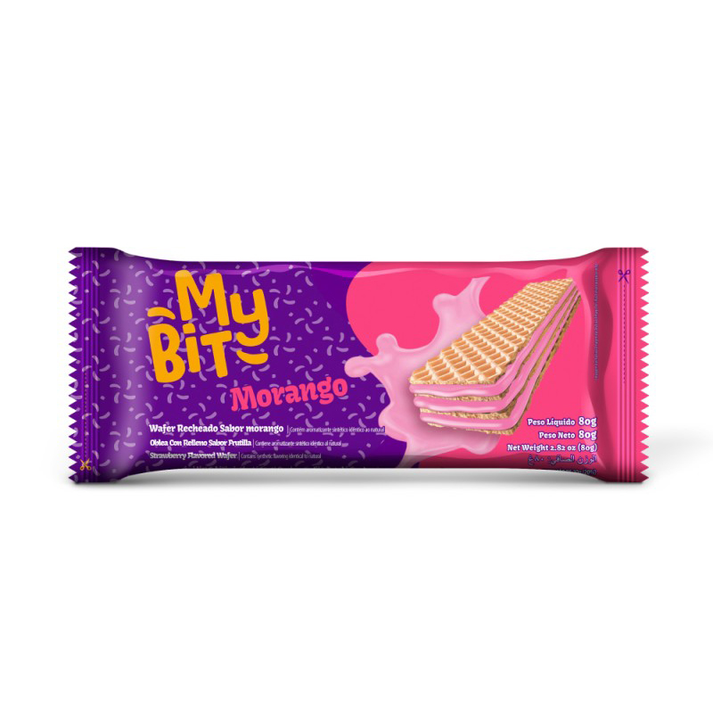 Biscoito Wafer My Bit Morango 80Gr - Embalagem 40X80 GR - Preço ...