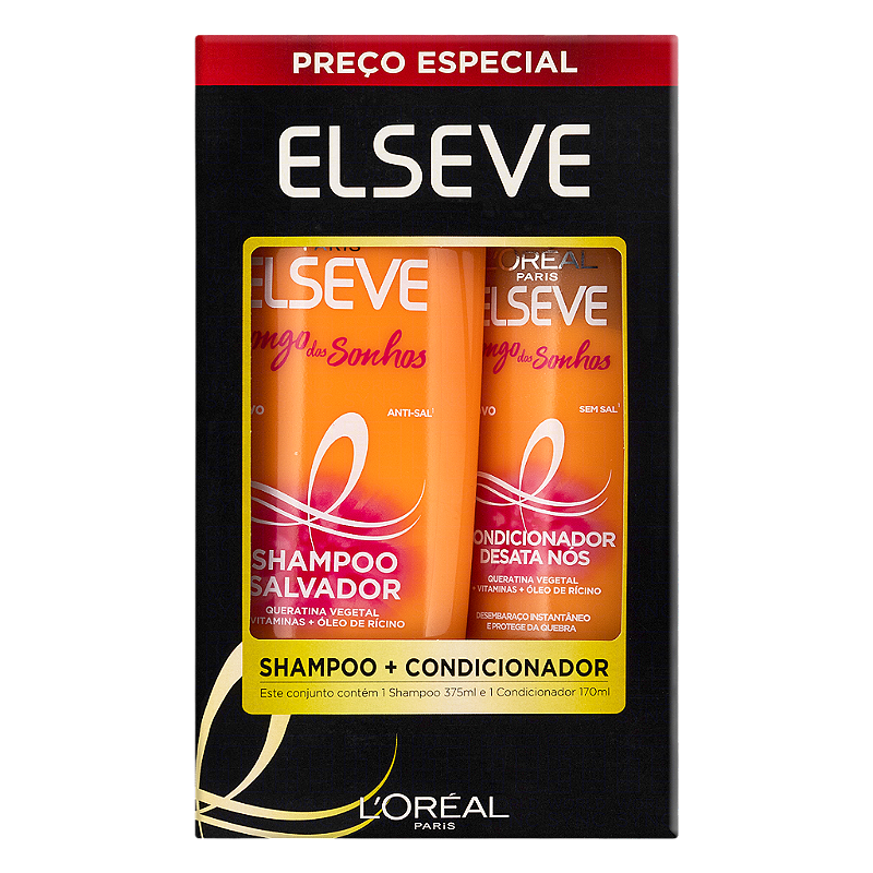 Kit Elseve Shampoo 375Ml + Condicionador 170Ml Longo Dos Sonhos - Embalagem 1X2 UN - Real ...
