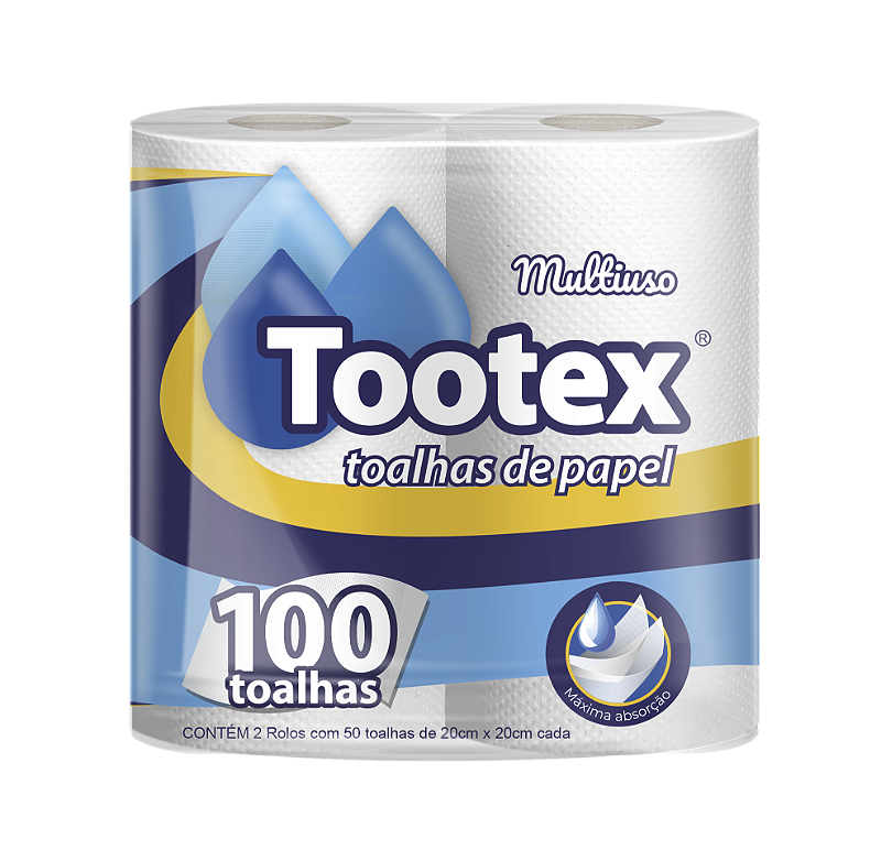 Toalhas De Papel Tootex Folha Dupla Multiuso - 2 Rolos Com 50 Toalhas ...
