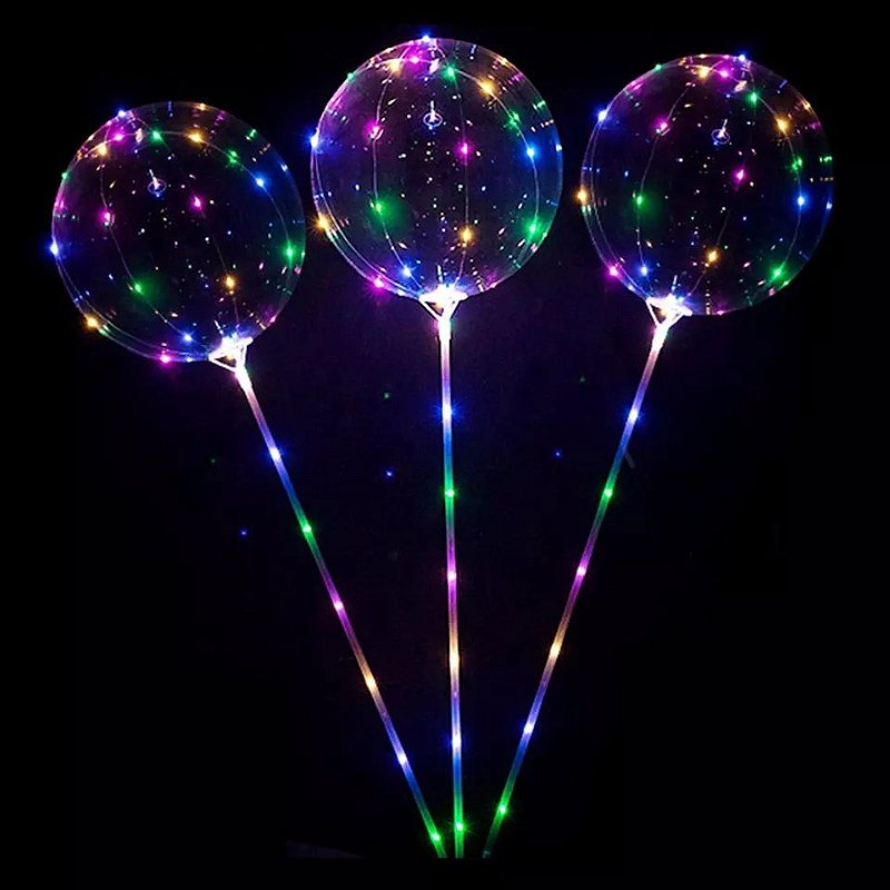 BALAO TRANSPARENTE COM LED COLORIDOS BASE AZUL UN - Rivfestas itens ...