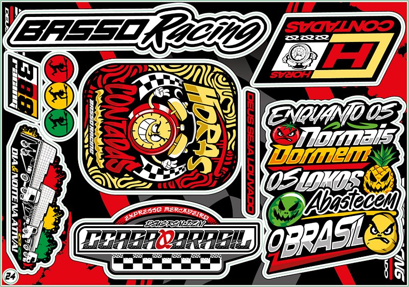 Cartela de Adesivos Modelo 24 - Basso Store