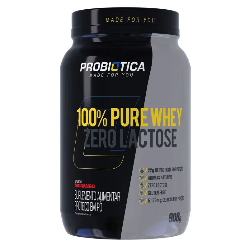 Whey Concentrado ZERO LACTOSE Probiotica pote 900g - Grow Up Suplementos
