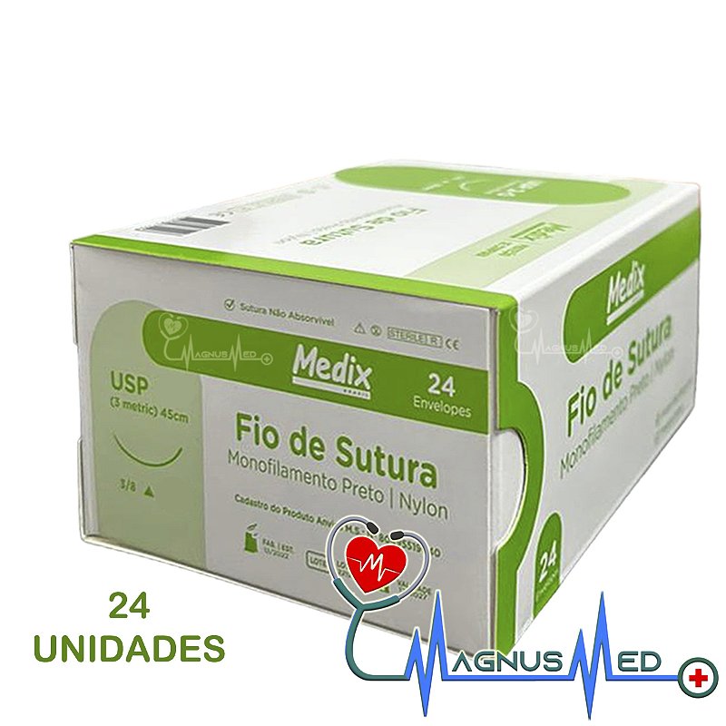 Fio de Sutura Nylon 5-0 45cm Agulha 1,5cm 3/8 Cx 24 Envelopes - Medix ... Fio de Sutura Nylon 5-0 45cm Agulha 1,5cm 3/8 Cx 24 Envelopes - Medix ...