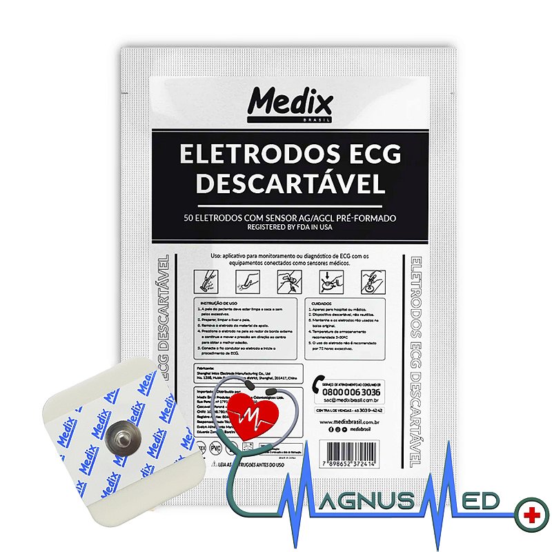 ( Kit ) Eletrodo para Ecg Adulto para Monitorização Cardíaca - Medix ...