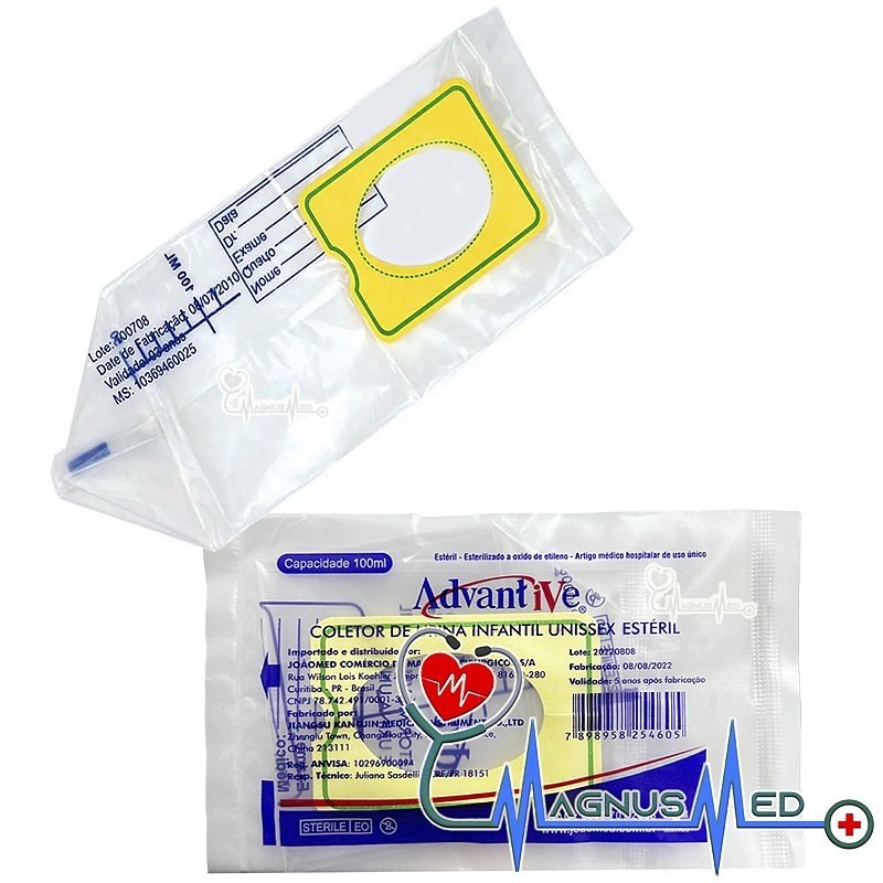 Coletor De Urina Infantil Unissex Estéril Com 100 Unidades - Advantive ...