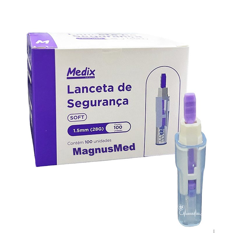 Lanceta De Segurança 28g Roxa (0,36x1,5mm) Caixa C/100 - Medix ...