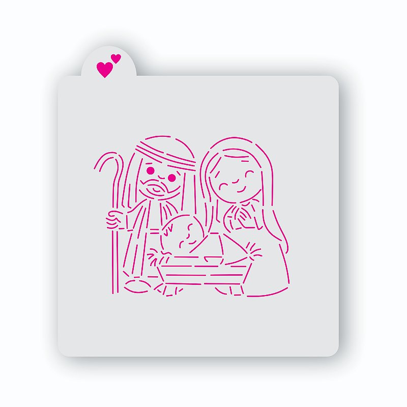 Estêncil Sagrada família Presépio A - Glacê Mania