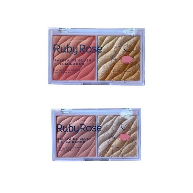 Ruby Rose Paleta de Blush e Iluminador HB7533 - Della Luna Cosmeticos