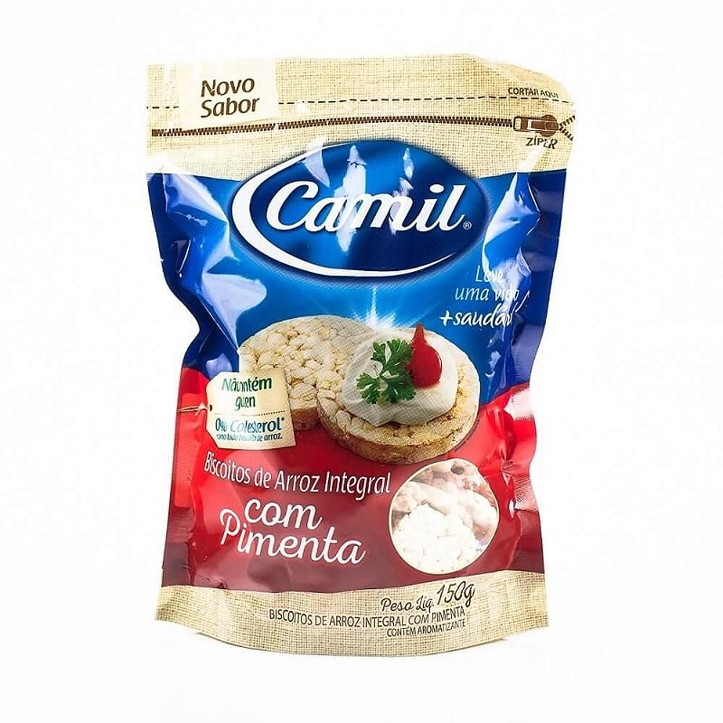 Biscoito de Arroz Integral Sabor Pimenta 150g - Camil - Parada Verde ...