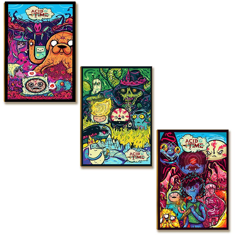 Kit 03 Placas MDF Cartoon Personagens Decoração Tam A4 AH1 - Mimo Show