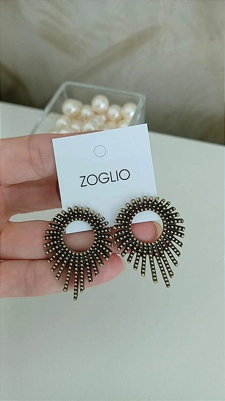 Brinco raios (ouro velho) - BR392 - Zoglio Acessórios