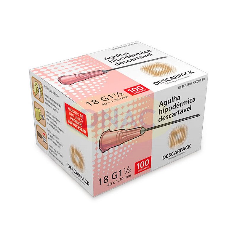 Agulha Hipodermica Intramuscular 18g 40x1,20mm Descarpack - DNAC