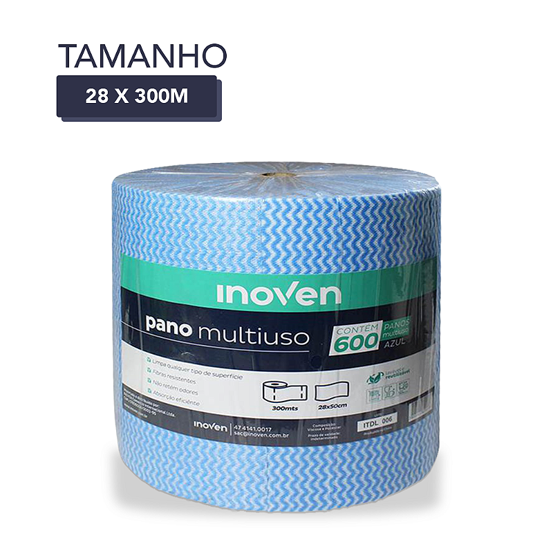 Pano Perfex Multiuso Para Limpeza Reutilizavel Rolo Com 300m - DNAC