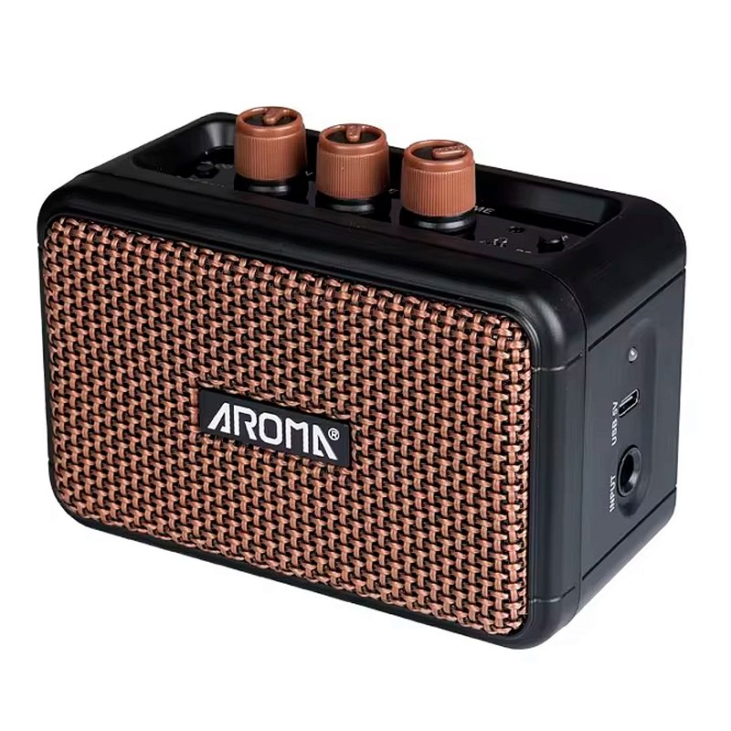 Mini Amplificador para Guitarra Aroma AG-04 - 2ch 5W Bluetooth Recarregável - Guitar Shop CE ...