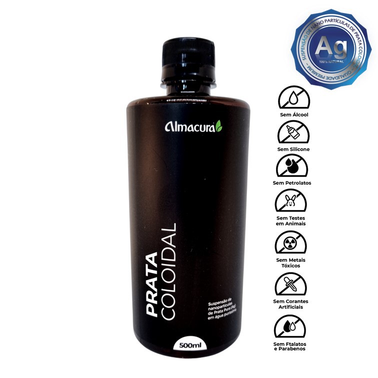 Prata Coloidal - 40PPM - 500ml - Almacura - Origem Mercado ...