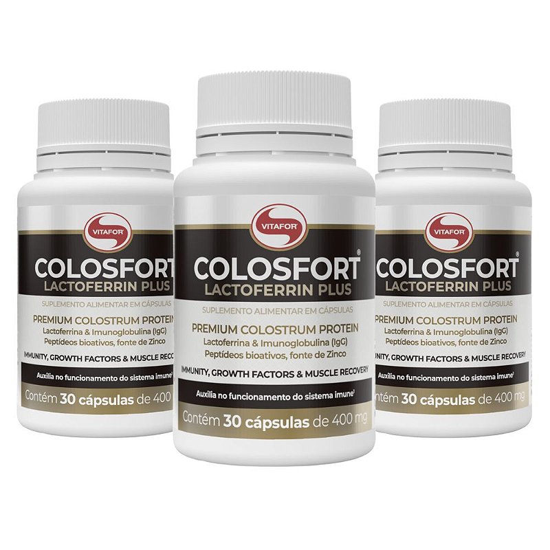 Kit 3x Colosfort Lactoferrina Plus Colostro 30 caps. Vitafor - Origem ...