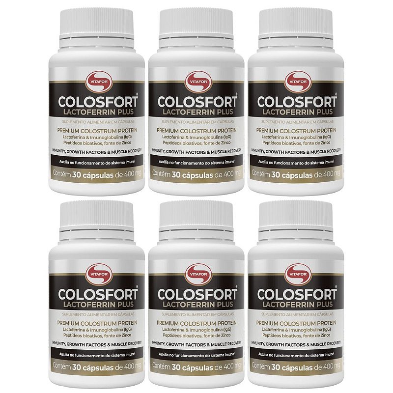 Kit 6x Colosfort Lactoferrina Plus Colostro 30 caps. Vitafor - Origem ...