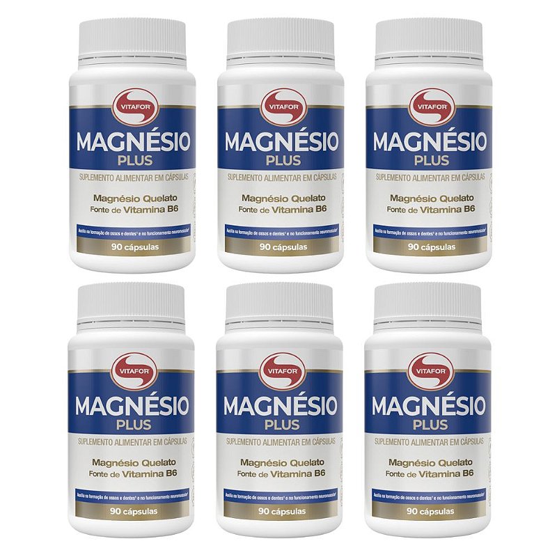 Kit 6x Magnesio Plus 350mg 90 caps Vitafor - Origem Mercado ...