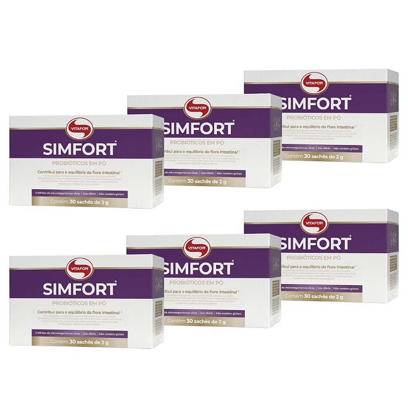 Kit 6x Simfort 30 sachês 2g Vitafor - Origem Mercado - Suplementos e ...