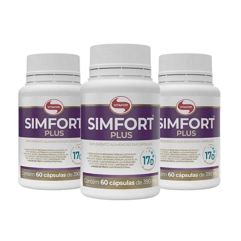 Kit 3x Simfort Plus 60 caps Vitafor - Origem Mercado - Suplementos e ...