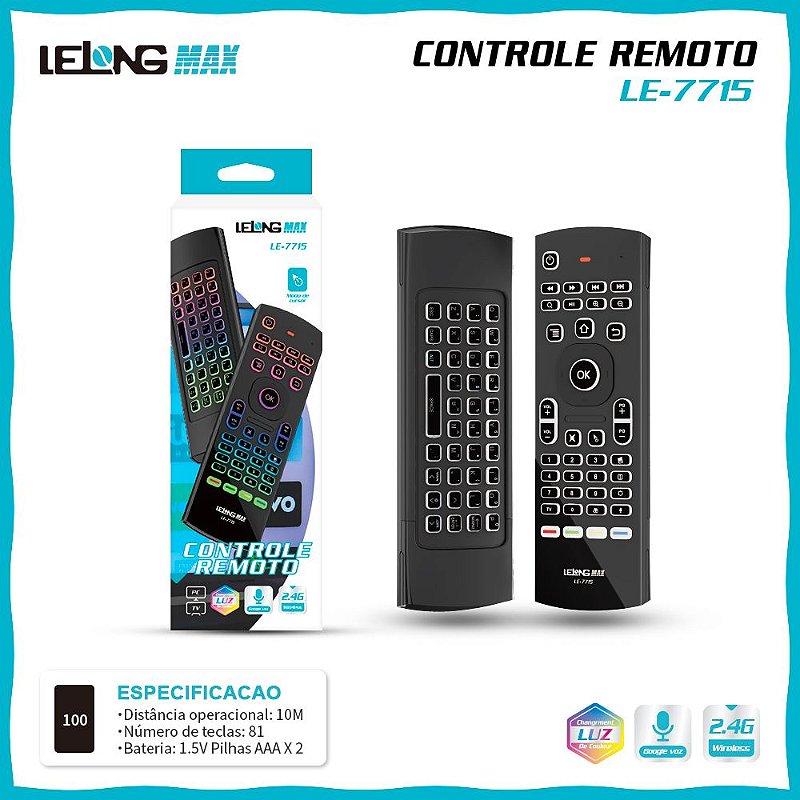 Air Mouse 2.4G LED Teclado LE-7715 - AMS ACESSÓRIOS - Controles Remotos, Cabos e Acessórios