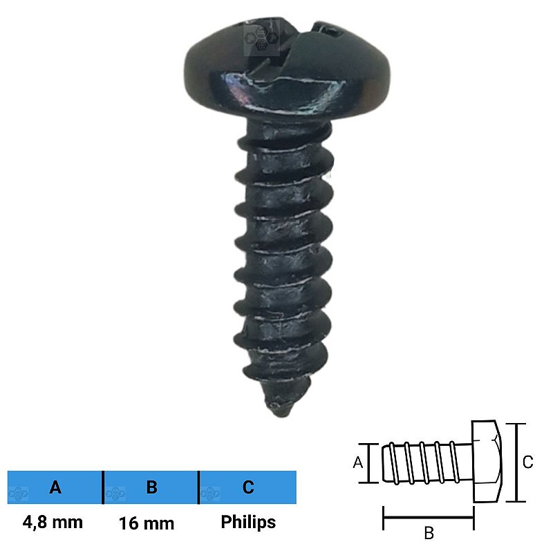 Parafuso Automotivo Philips 4,8 X 16mm - Clickpresilhas