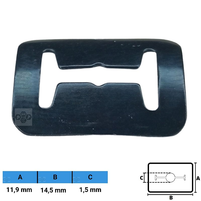 Grampo Trava Metálica Automotivo 11,9X14,5X1,5mm - Clickpresilhas