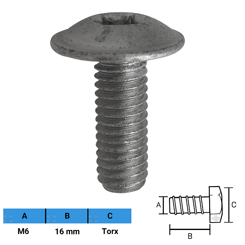 Parafuso Automotivo Torx M6 X 16 mm - Clickpresilhas