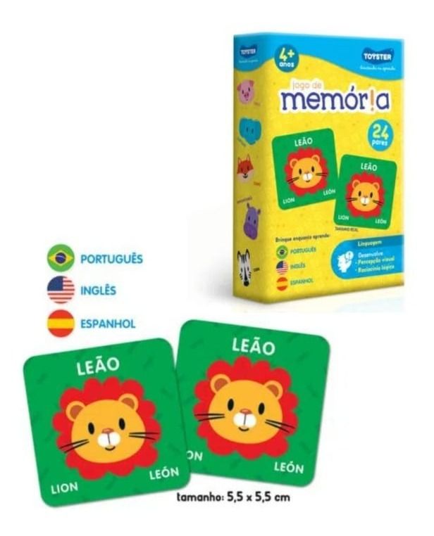 Jogo Da Memória Animais Português Inglês E Espanhol Toyster - Game1 ...