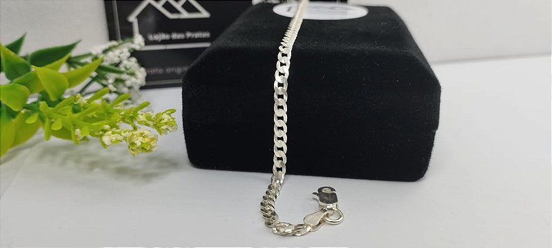 *Pulseira Masculina 1x1 - 0,3mm x 20cm de Prata 925* - Lojão das Pratas