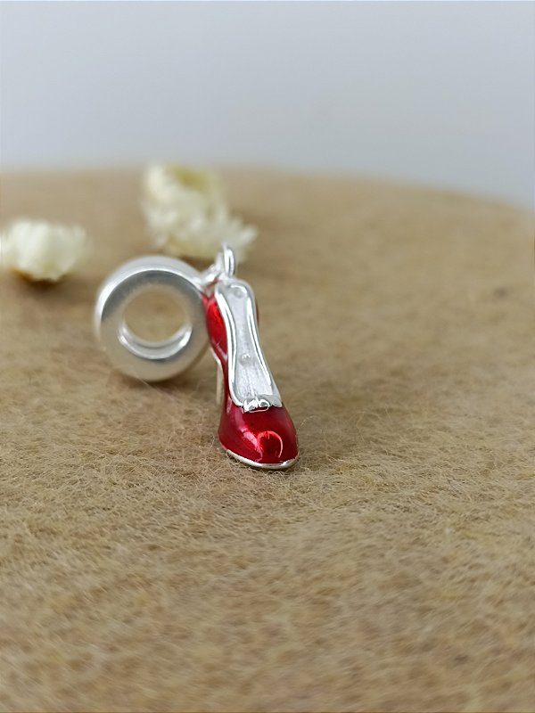 Berloque Sapato Vermelho Prata 925 - M6 JOIAS ATACADO