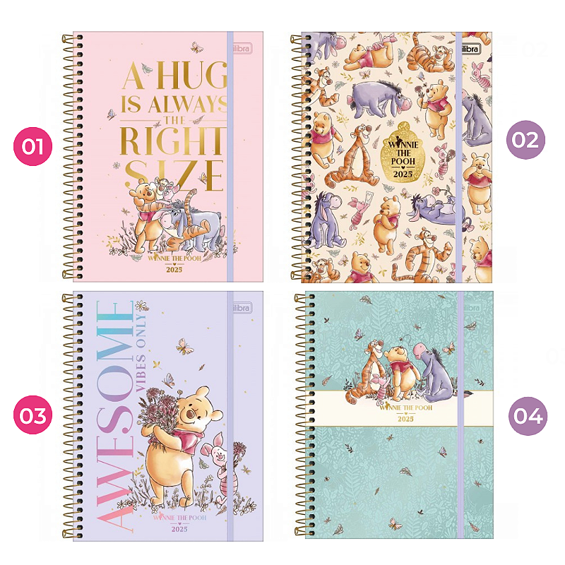 Agenda Planner Pooh 2025 | Tilibra - Namastê Papelaria Zen