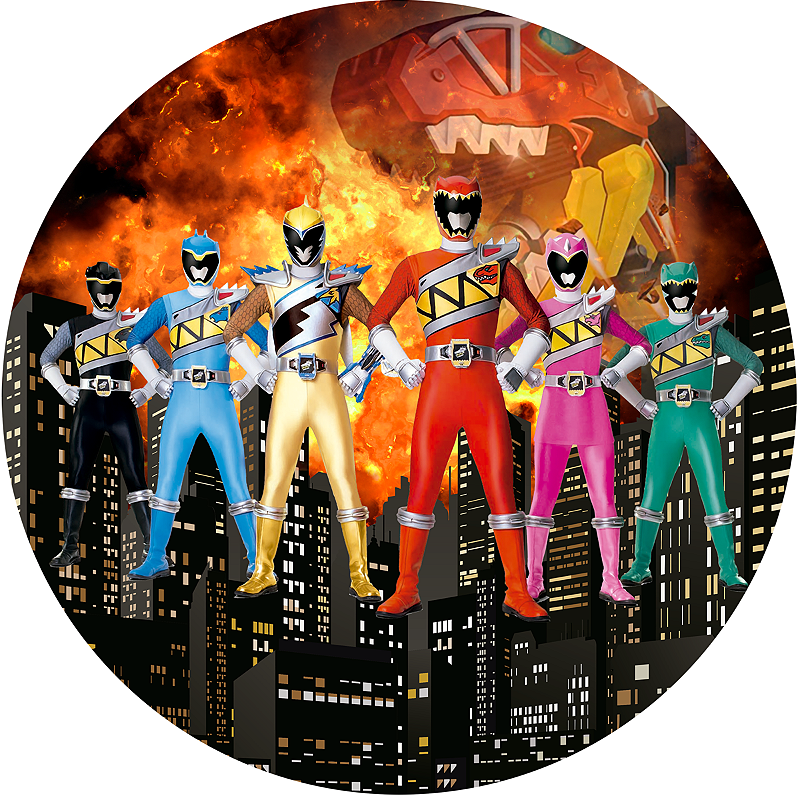 Painel Redondo Festa 50x50cm Tecido Sublimado 3D Power Rangers WRDP-090 ...