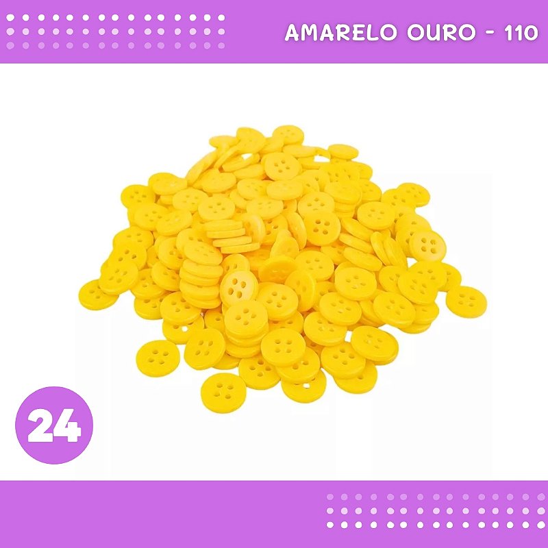 Botão de Camisaria 4 Furos 01485 Tam:24 - Pct c/144 Unid. Cor:AMARELO ...
