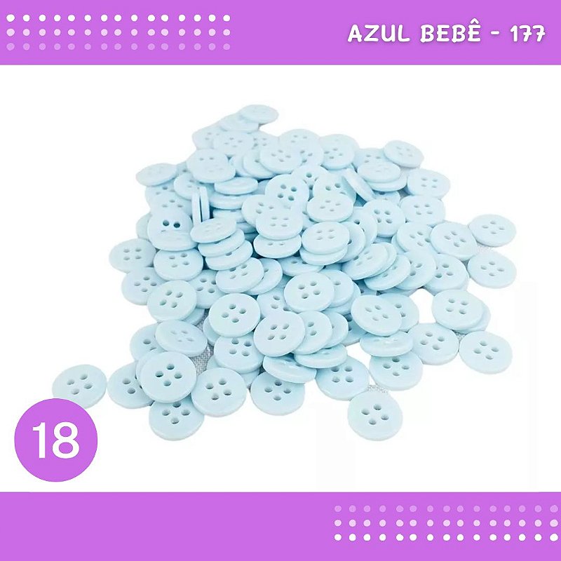 Botão de Camisaria 4 Furos 01485 Tam:18 - Pct c/144 Unid. Cor:AZUL-BEBE ...