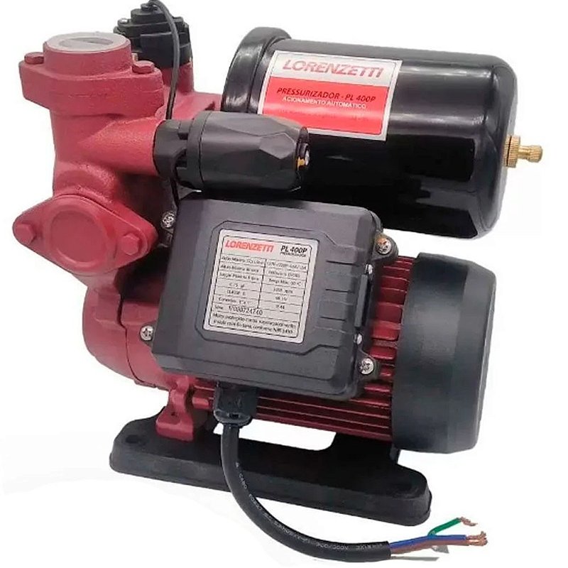 Bomba Pressurizadora com Pressostato+Fluxostato PL400P 1/2CV (Meio CV) Biv127-220V - Lorenzetti ...