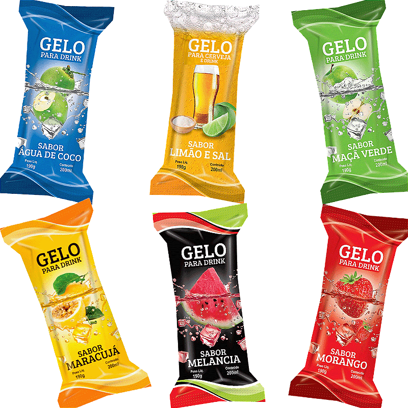 Saco BOPP Pérola 9,5x21 - KIT 6 PCTS / 6 SABORES - Biz Embalagens