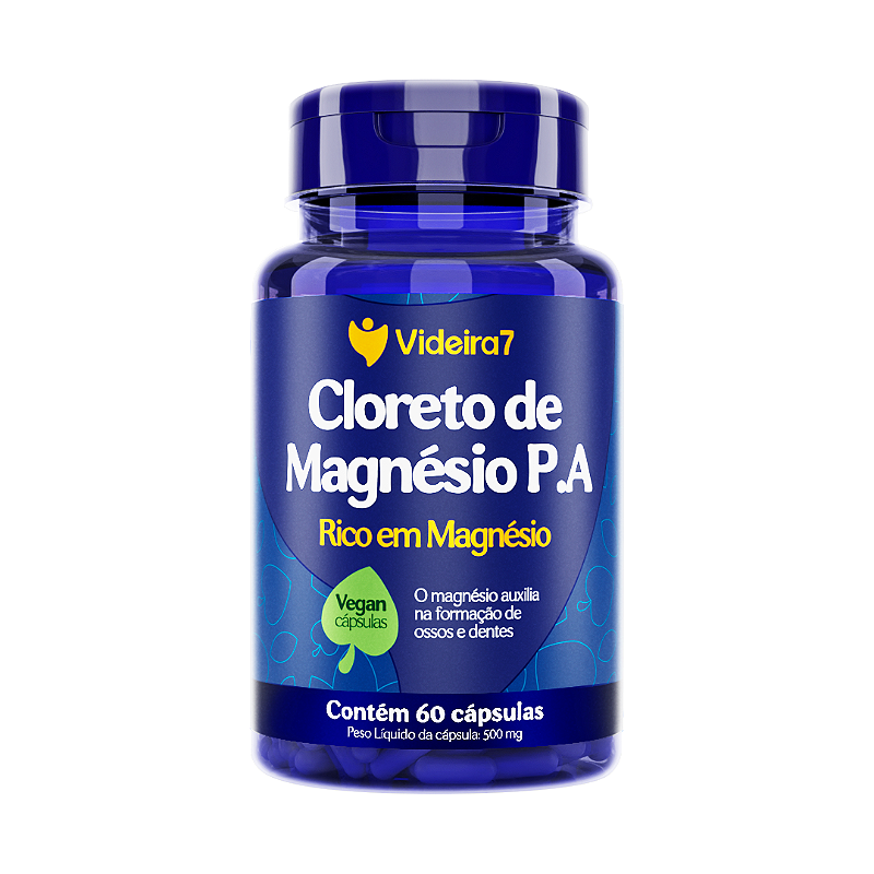 Cloreto de Magnésio PA Cápsulas Vegetais 500mg - 60 Cápsulas - VIDEIRA - Videira7 Suplementos