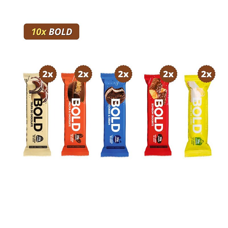 BOLD BAR VARIADAS - 10 UNIDADES (60G) - Meu Mercado Fit