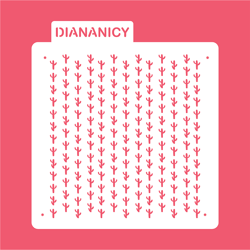 Estêncil Diananicy Nº 420 - Stencil Cacto - Diananicy