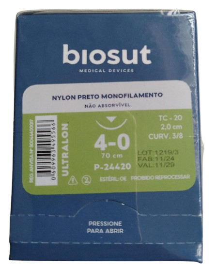 Fio de Sutura Biosut - Nylon Preto Monofilamento 4.0 - Não Absorvível ...