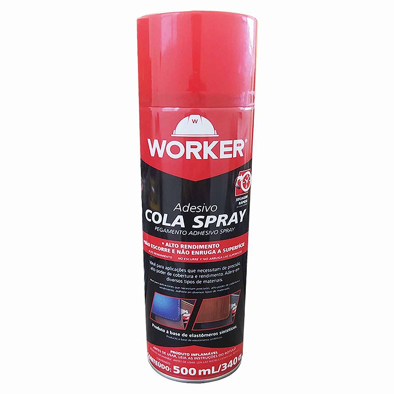 Adesivo Cola Spray de Contato Reposicionável 500ml WORKER - Parafusos e ...