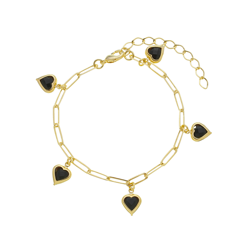 Pulseira Cartier com corações preto - Azaliz