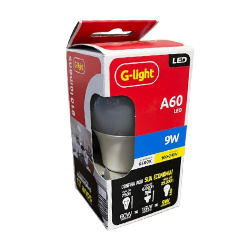 Lâmpada Led Bulbo 9W 6500K 810 Lumens G-Light - Eletro Center ...