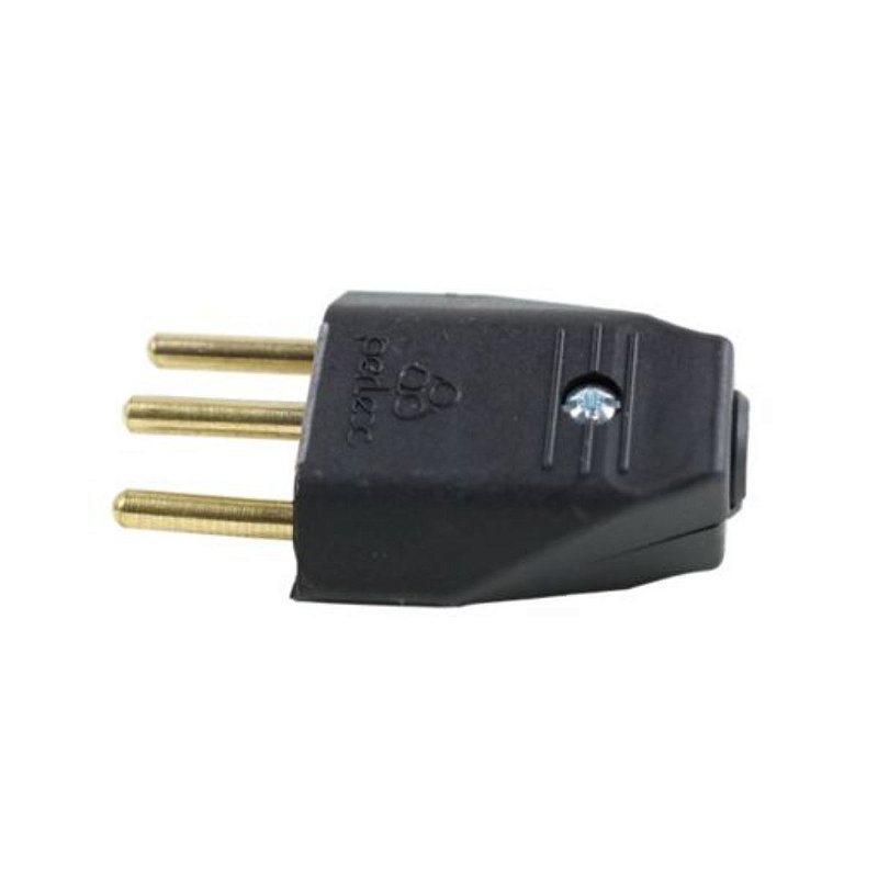 Plug Macho 2P+T 10A Preto Perlex - Eletro Center - Materiais Elétricos