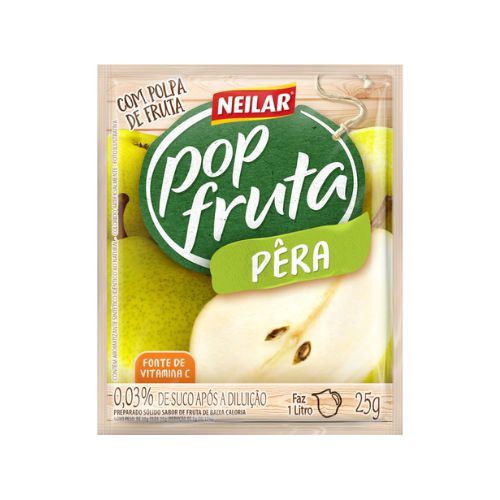 Suco/Refresco Pop Fruta Sabor Pera 25G - Tudo em 1 Click