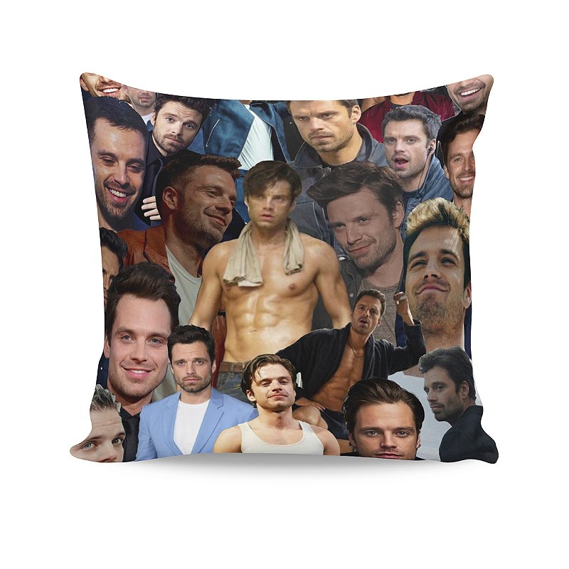 🎉 Almofada Sebastian Stan Fotos Colagem Decoração M1 | Decora Geek ...