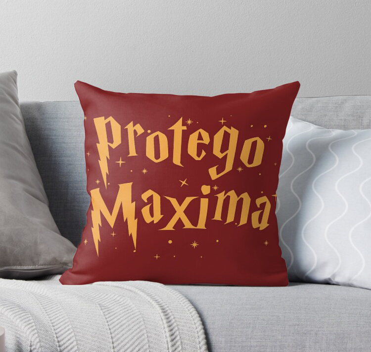 Almofada Harry Potter Feitiço Protego Máxima vermelha - Decora Geek