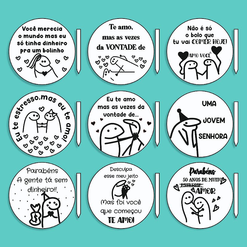 Kit com 9 modelos variados Bento Cake - Pinheiro Laser